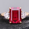 Emerald Cut Lab Created Ruby Engagement Ring for Women, Wedding Ring ...