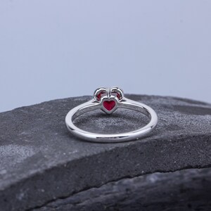 Heart Cut Lab Created Ruby Engagement Ring 925 Sterling Silver Unique ...
