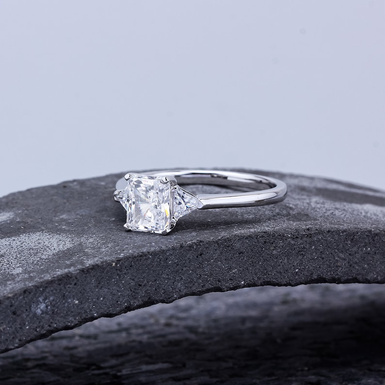 Radiant Cut CZ Diamond Cubic Zircon Ring 925 Sterling Silver Ring for ...