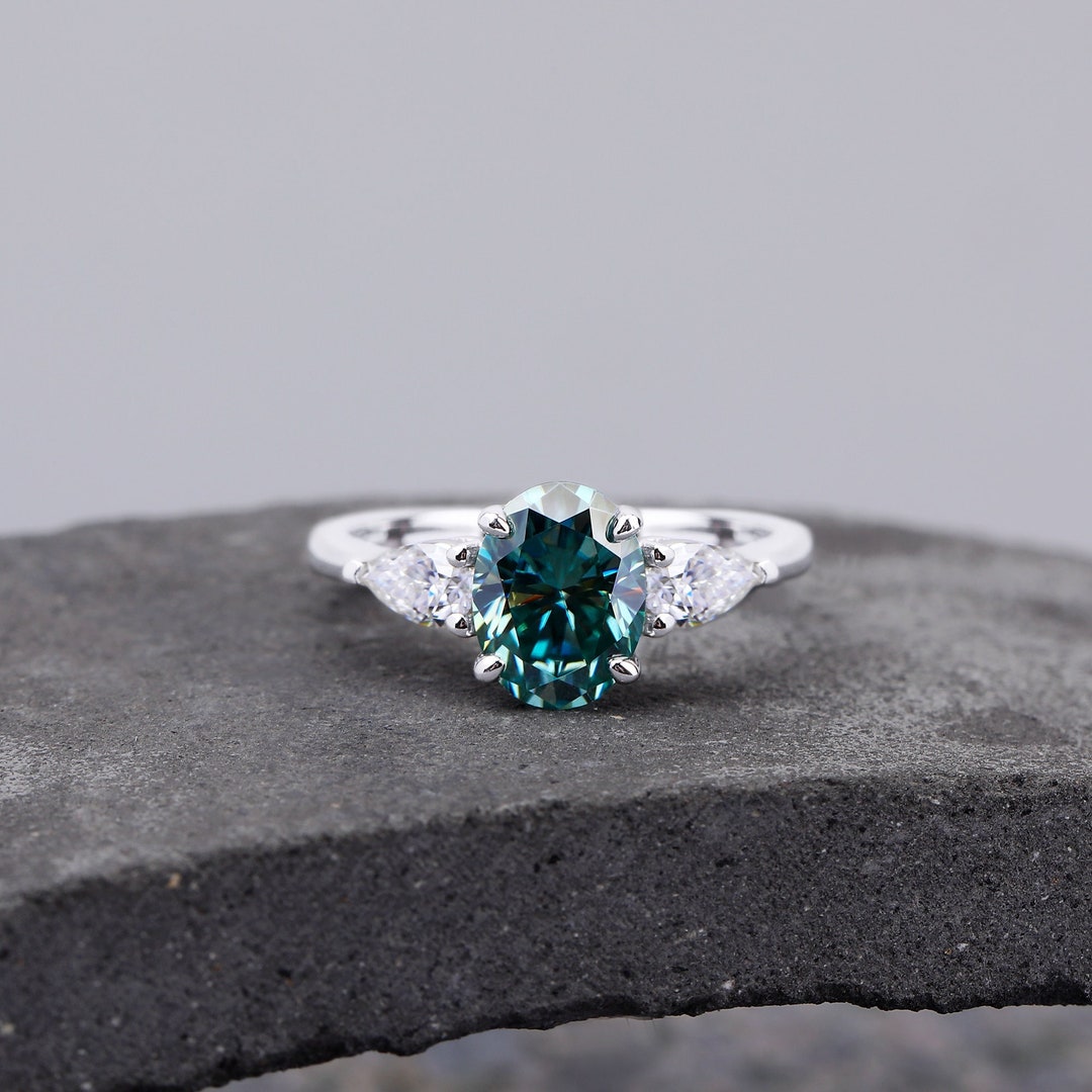 Elegant Gemstone Ring Cyan Blue Moissanite Ring for Women S925 ...