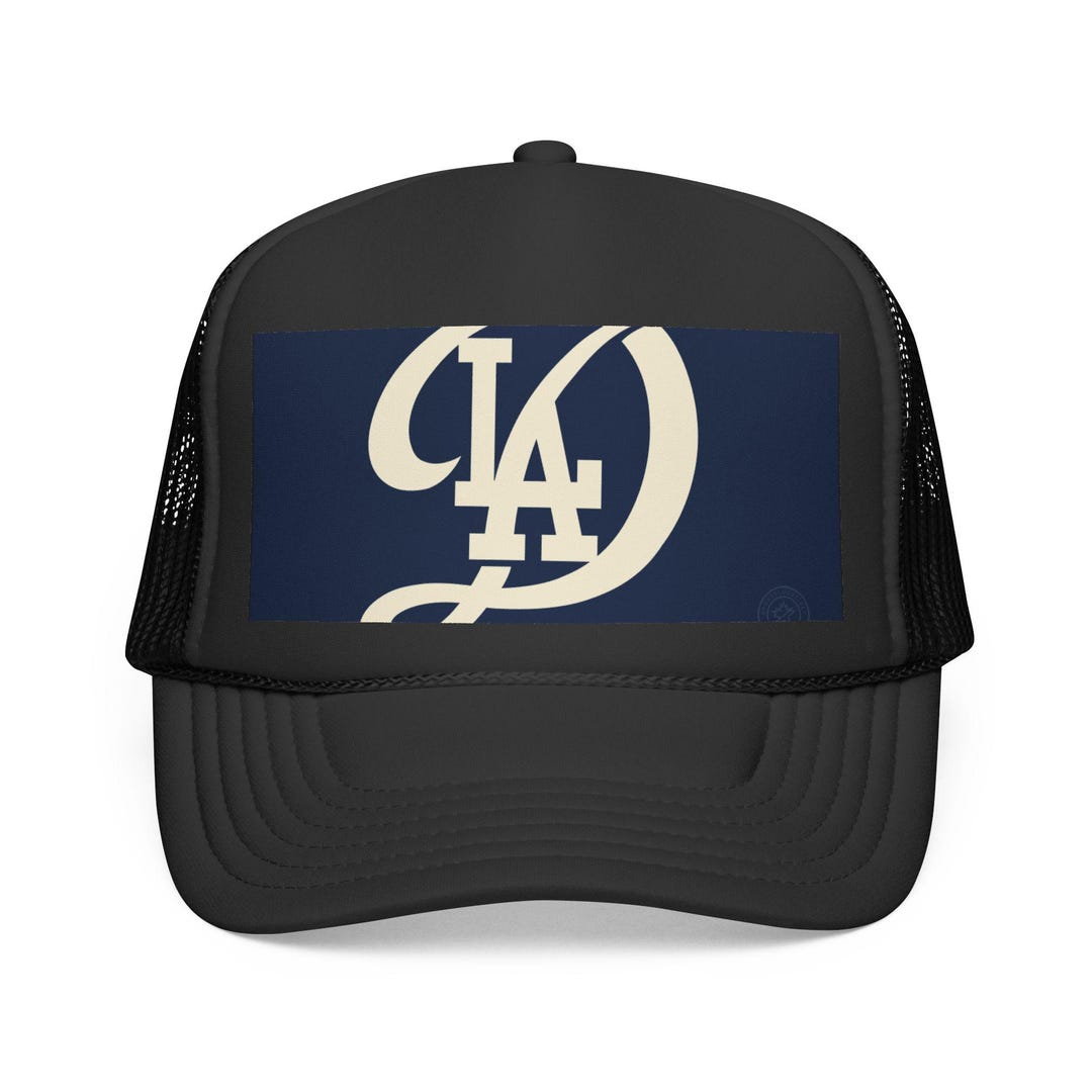 Interlocking LA Script Logo Trucker Cap | Retro Baseball Patch - Etsy