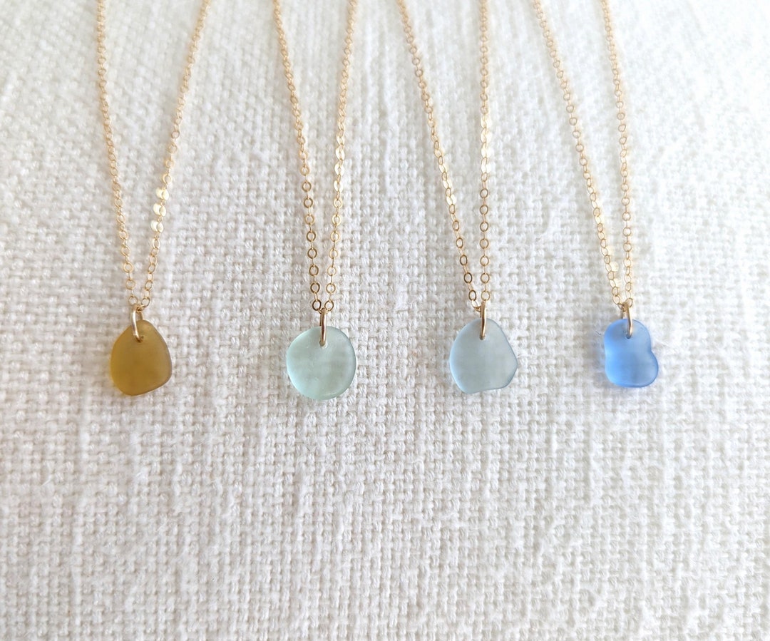 Genuine Sea Glass Necklace 14k Gold Filled, Sea Glass Jewelry, Sea Glass Pendant, Beach Jewelry ...