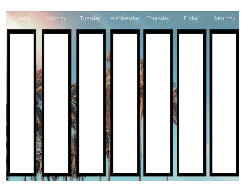7-day Weekly Calendar; Digital Download; 7-day Weekly Schedule ...