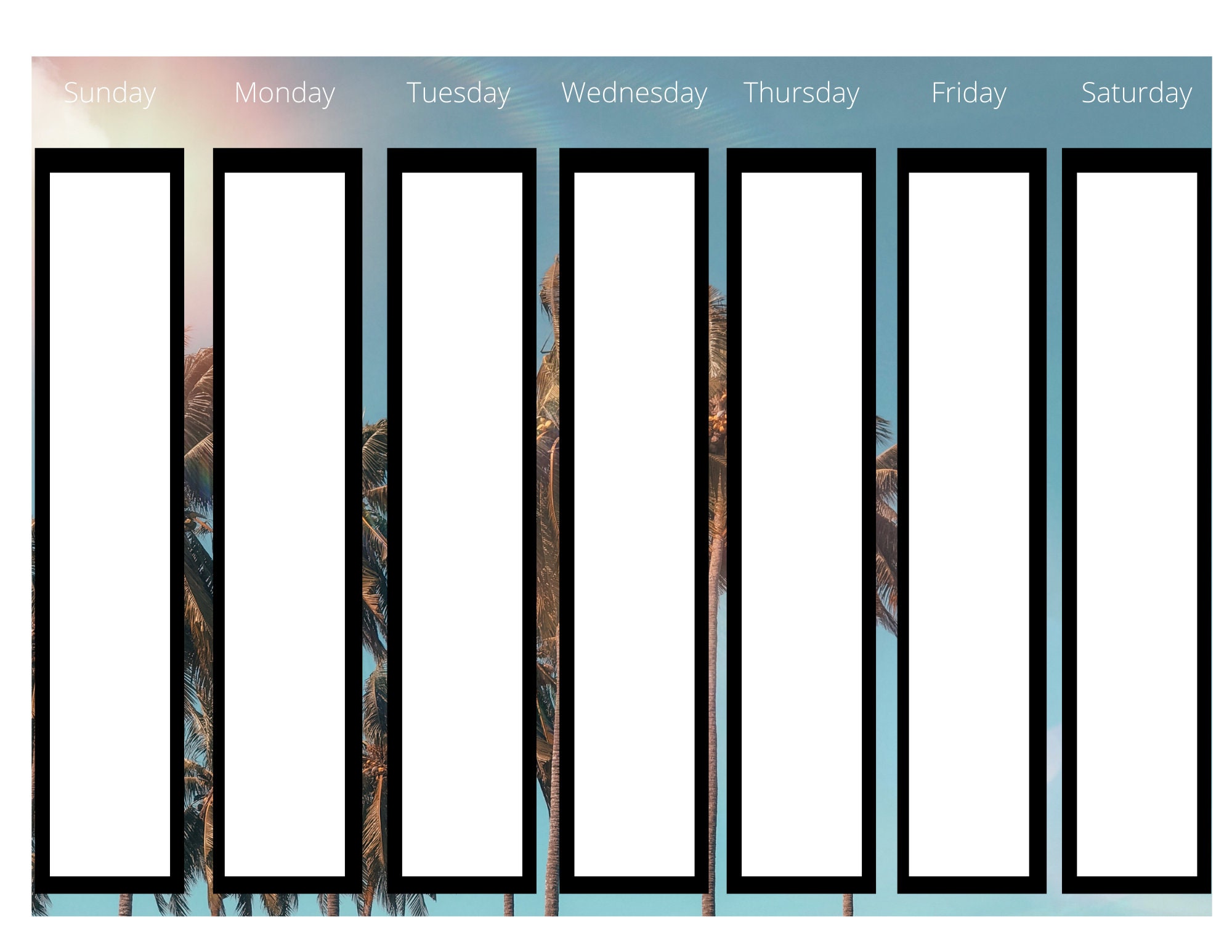 7-day Weekly Calendar; Digital Download; 7-day Weekly Schedule ...