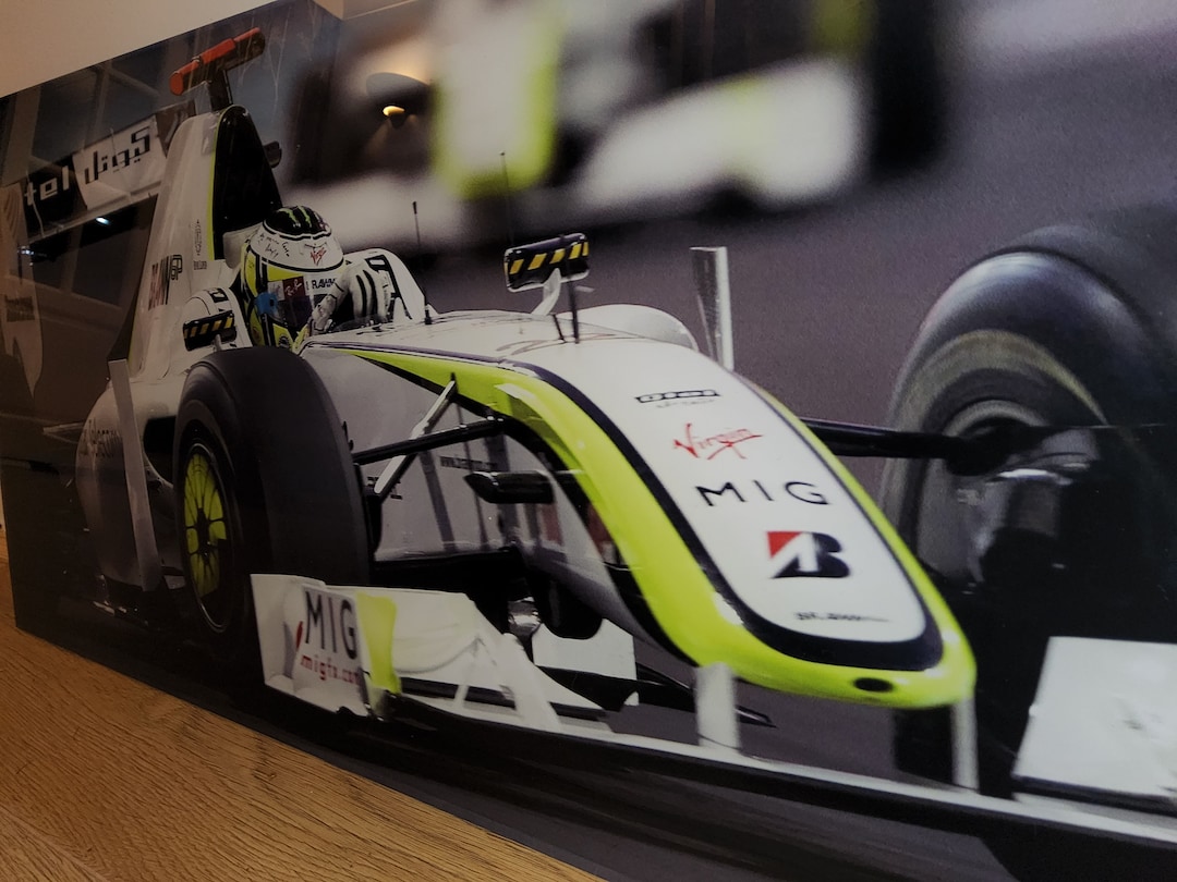 Formula 1 Brawn GP Jenson Button in Action, Panoramic Acrylic Print ...