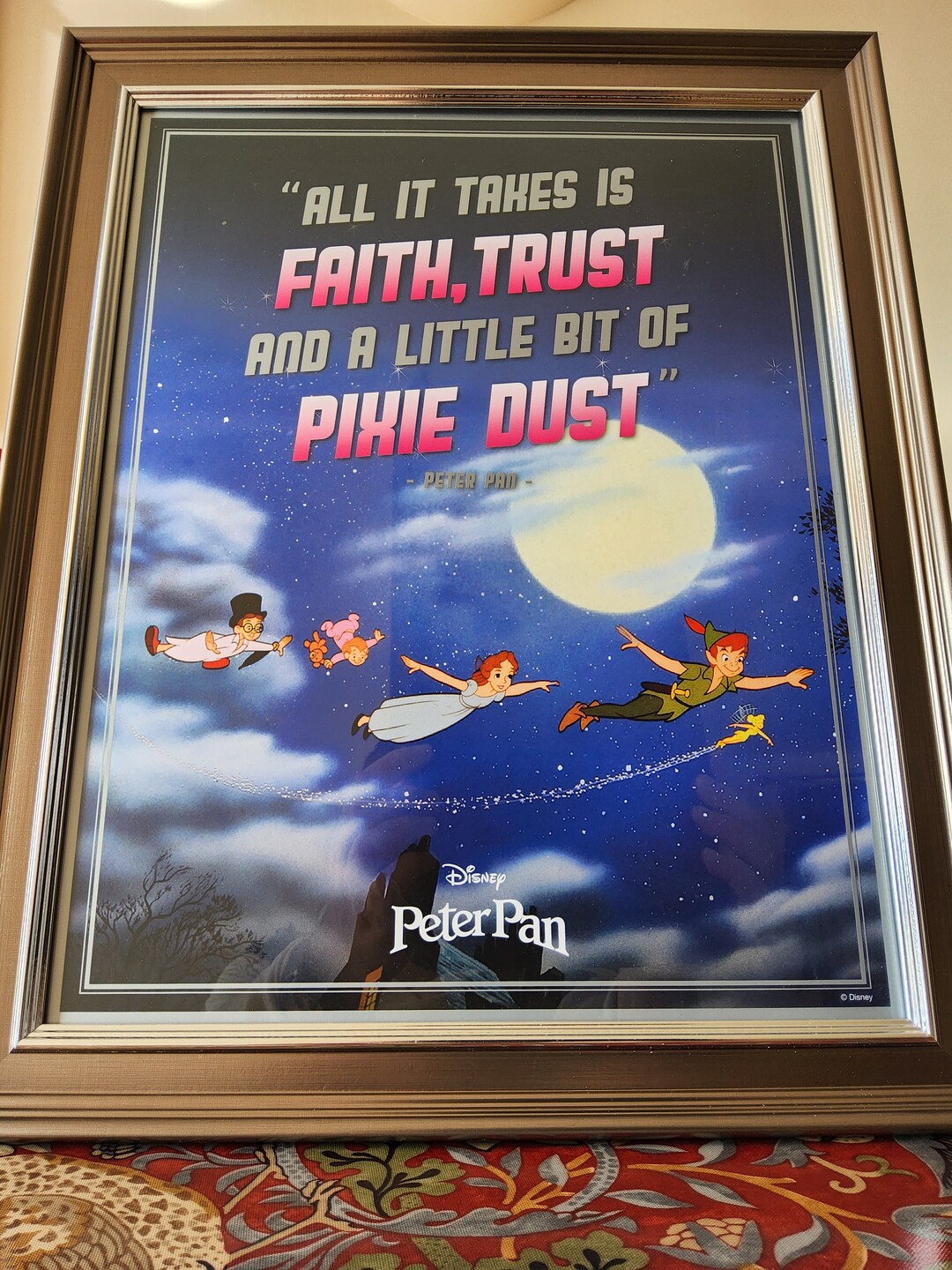Peter Pan Disney With Inspirational Quote Framed Litho Print - Etsy