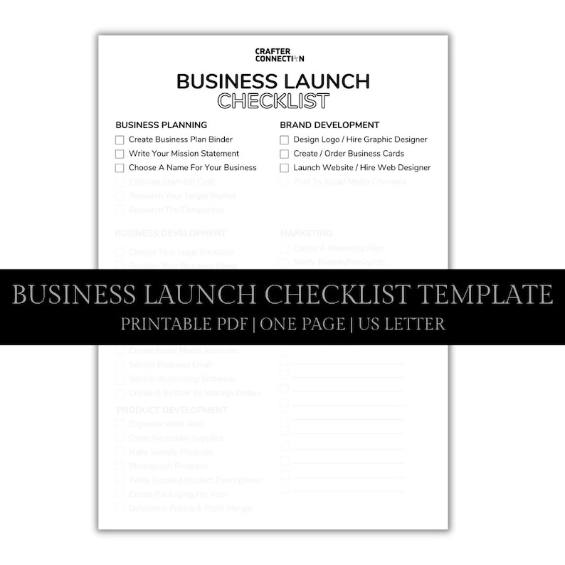 Business Launch Checklist PDF Template | Craft Business | Business ...