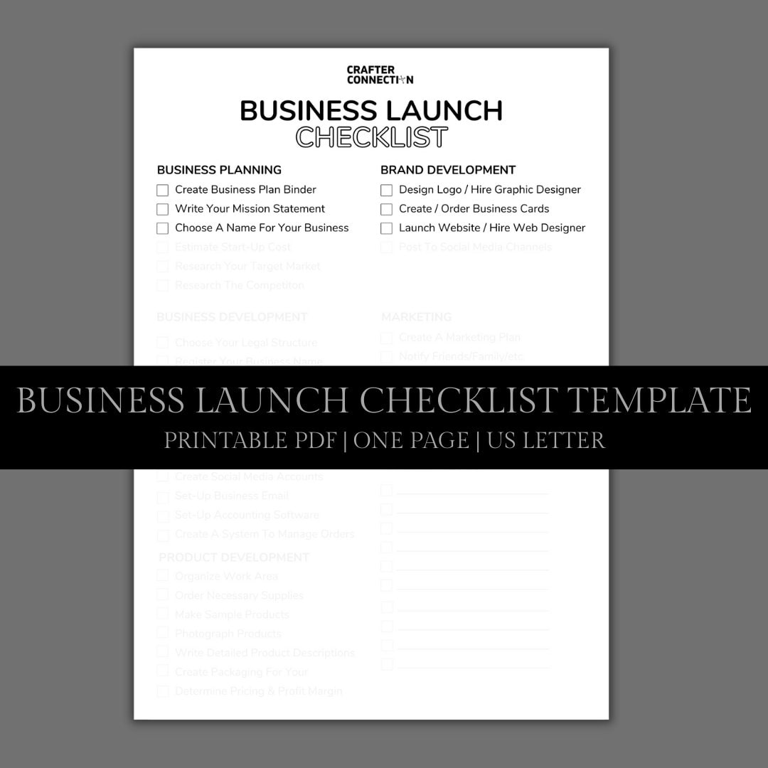 Business Launch Checklist PDF Template | Craft Business | Business ...