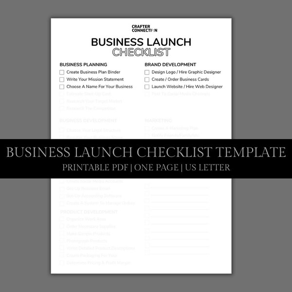 Business Launch Checklist Template - Etsy