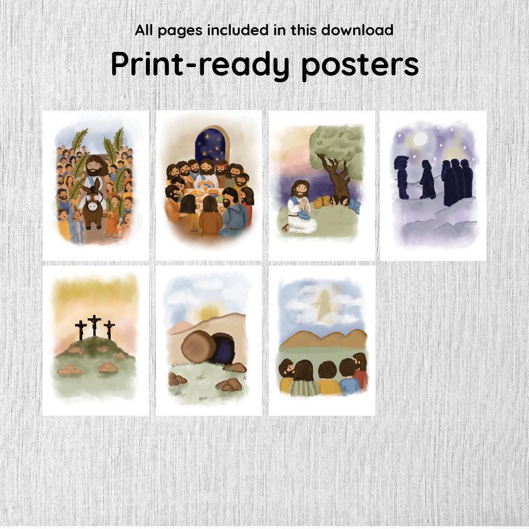 Easter Story Cards & Posters – Christian Homeschool Art (A4 PDF ...