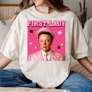First Lady Elon Funny Pink Background Vintage Sweatshirt, Elon Pink ...