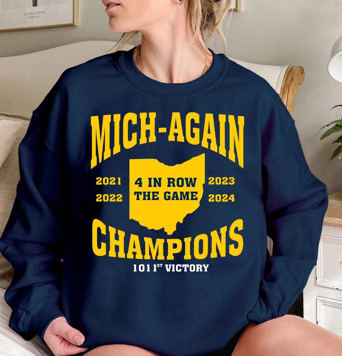 Mich-again 4 in Row the Game Funny Unisex Sweatshirt, Michigan Football ...