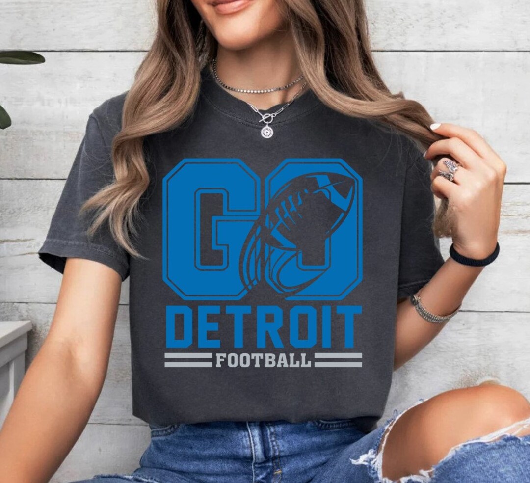 Go Detroit Football Vintage Comfort Color Tshirt, Detroit Football Team ...