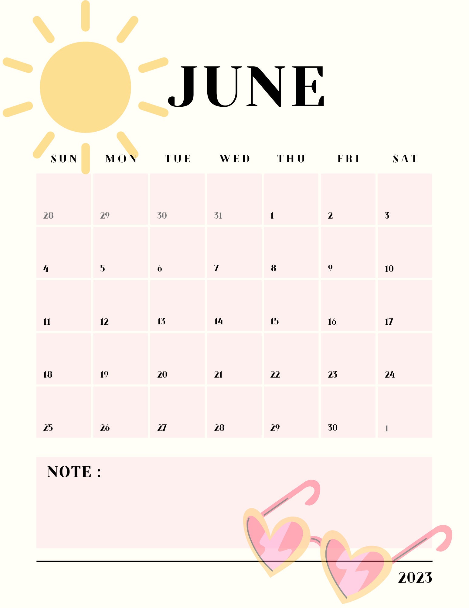 2023 Themed Printable Cute Calendar - Etsy