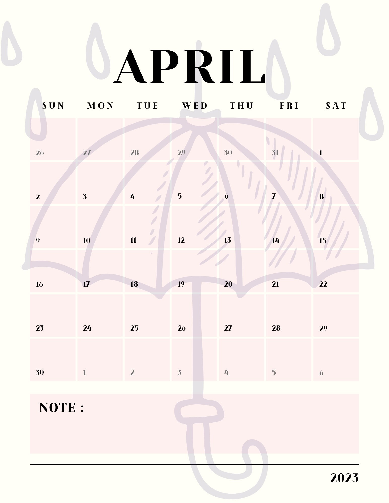 2023 Themed Printable Cute Calendar - Etsy