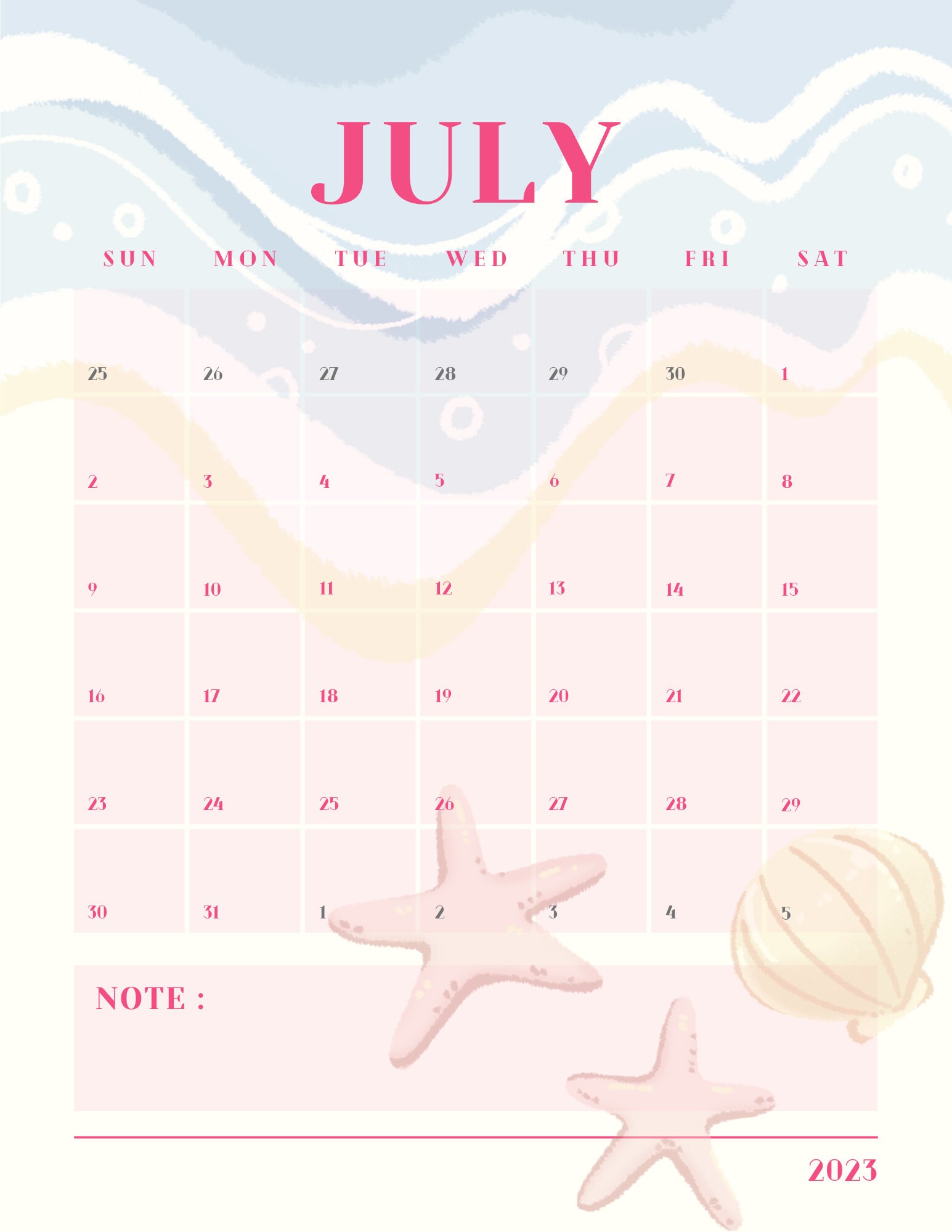 2023 Themed Printable Cute Calendar - Etsy