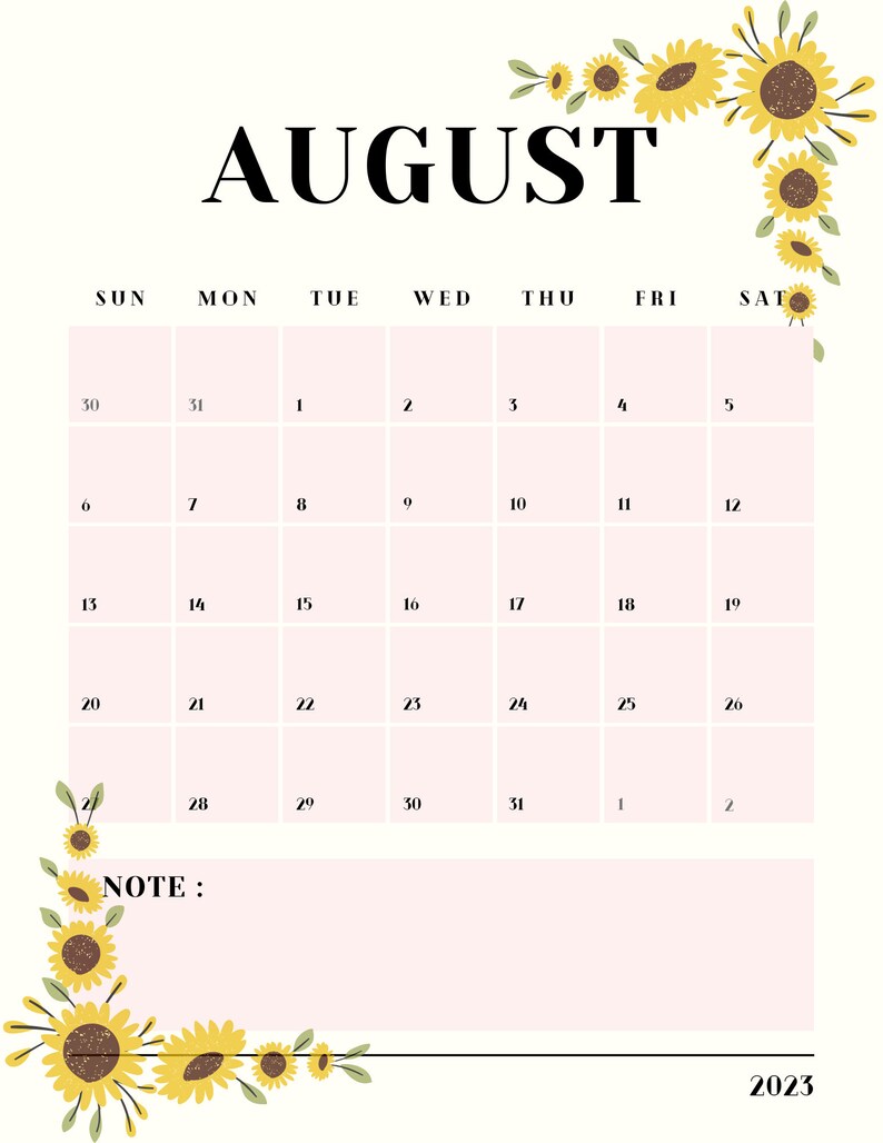 2023 Themed Printable Cute Calendar - Etsy