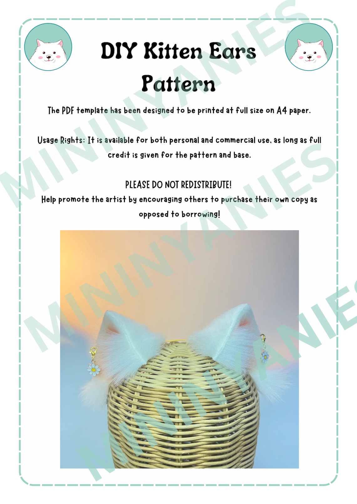 DIGITAL Kitten/cat Ears Pattern and Directions PDF Download - Etsy