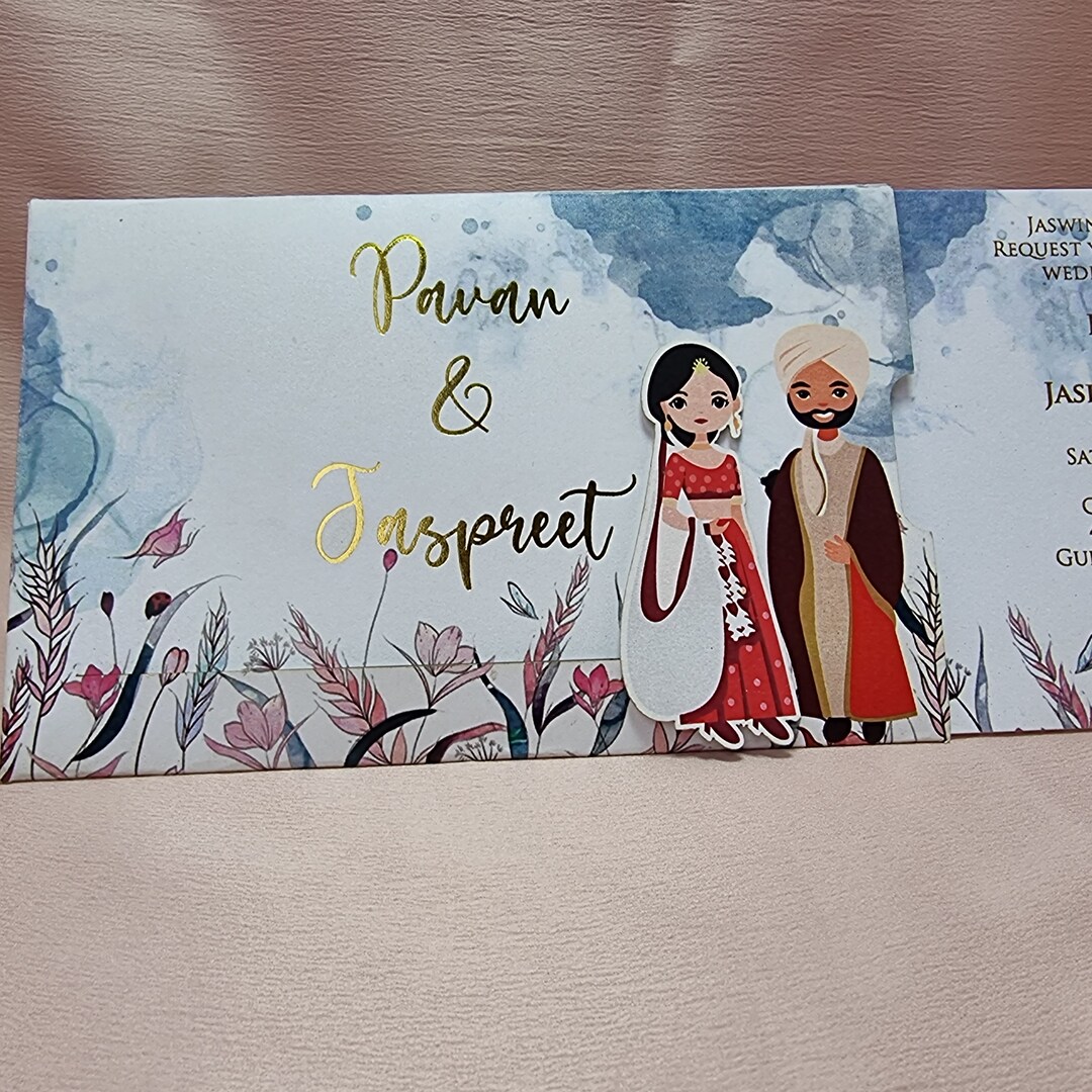 Sliding Wedding Invitations , Gold Foil, Unique Creative Invitations ...