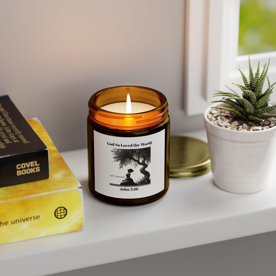 Faith Based Coconut Apricot Wax Candles With Bible Verse John 3:16 (9 ...