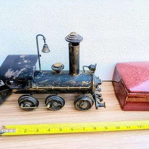 Salvaged Metal Train Sculpture - Vintage Steampunk Work Desk Figures ...