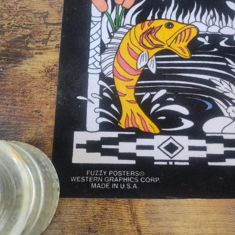 1990's Fuzzy Poster Vintage Fuzzy Posters Western Graphics Corporation DIY Wildlife Coloring ...