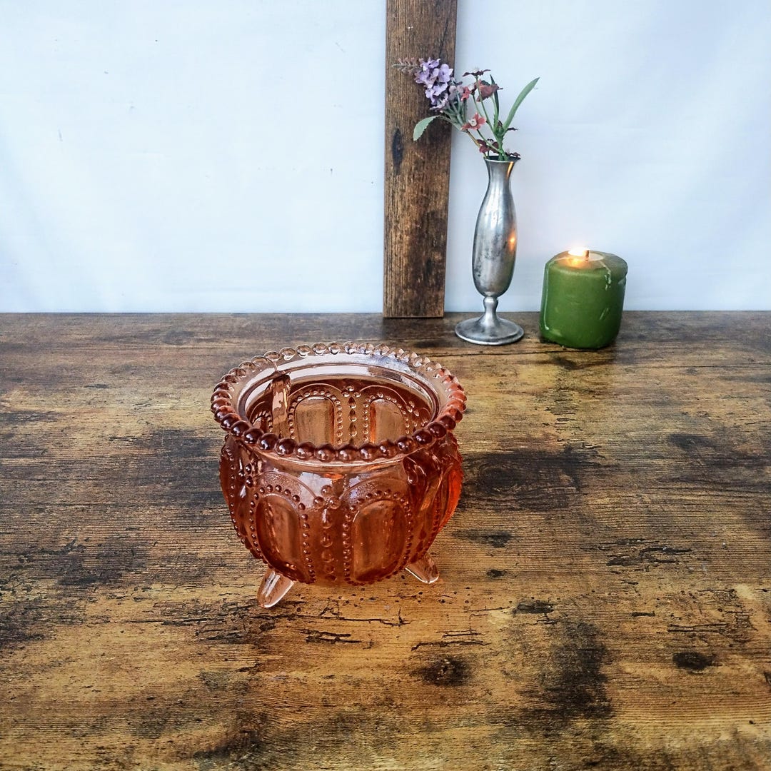 Degenhart Amber Glass Footed Pot - Vintage Degenhart Glass Accent ...