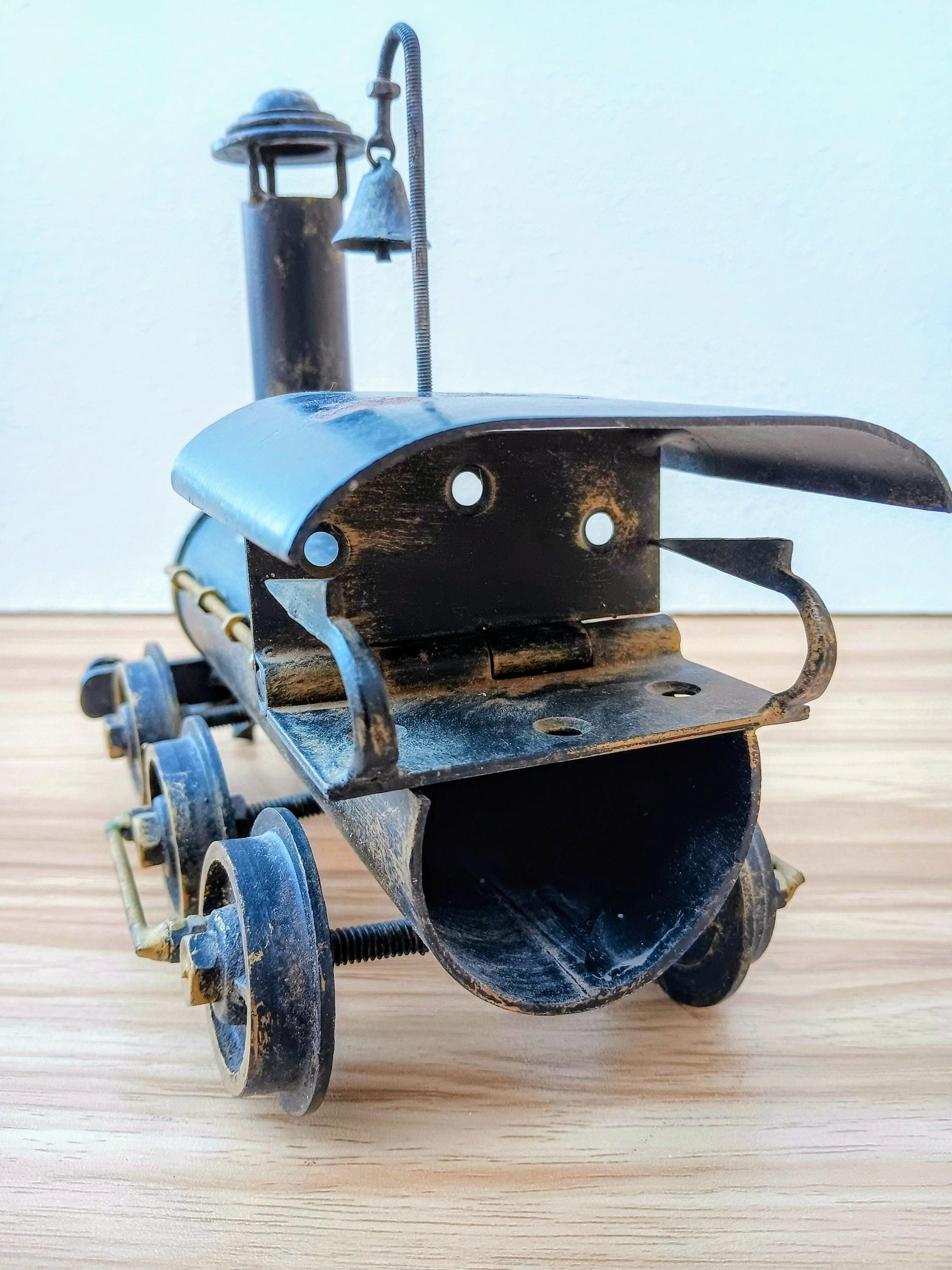 Salvaged Metal Train Sculpture - Vintage Steampunk Work Desk Figures ...