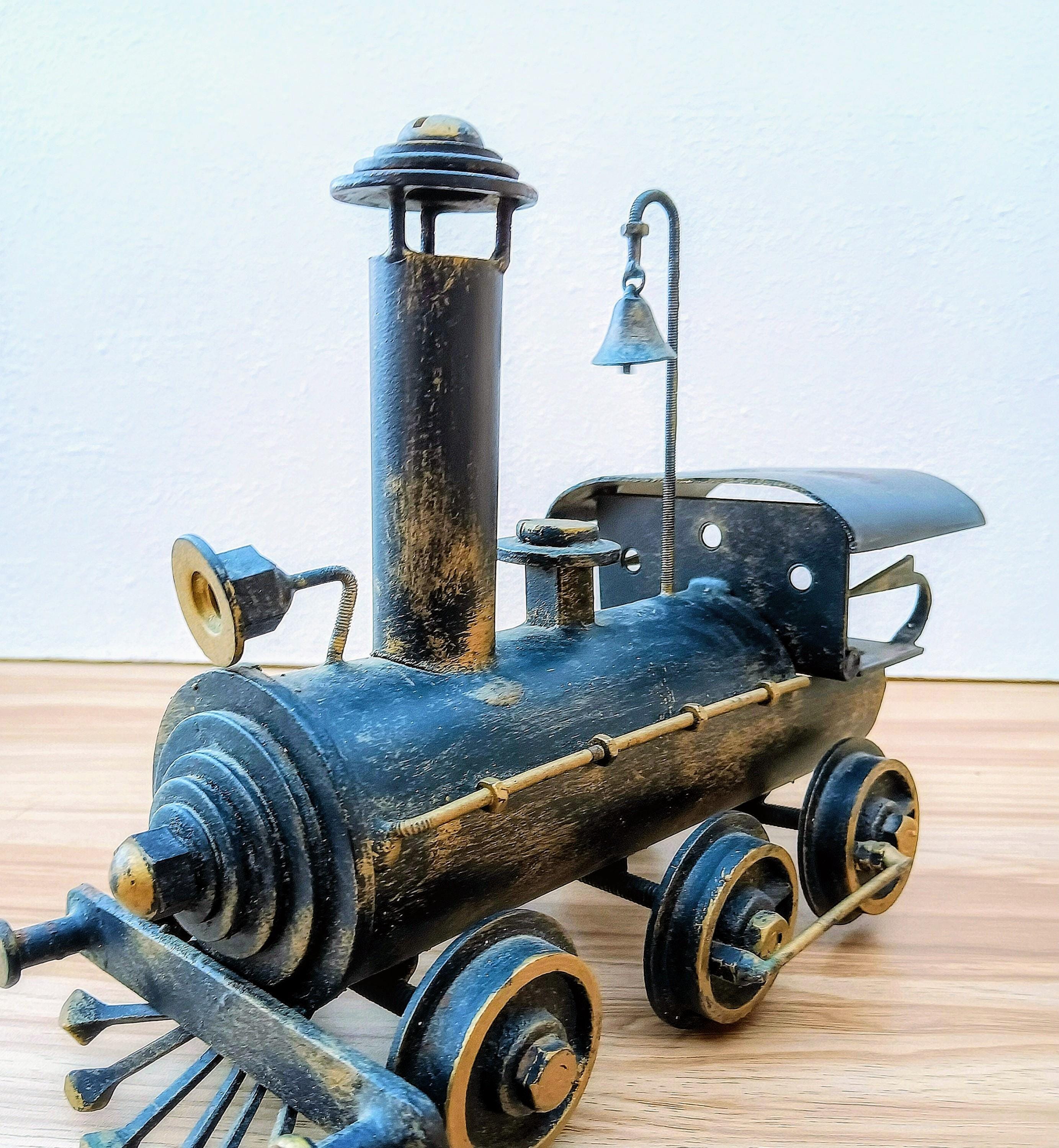 Salvaged Metal Train Sculpture - Vintage Steampunk Work Desk Figures ...