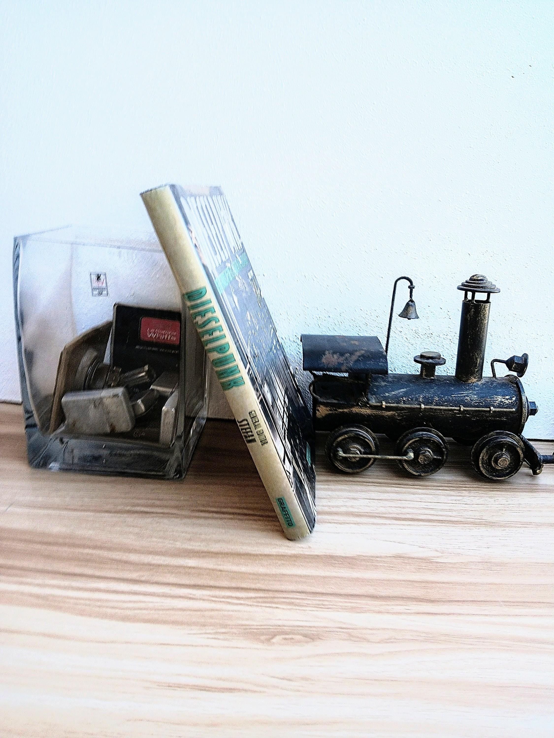 Salvaged Metal Train Sculpture - Vintage Steampunk Work Desk Figures ...