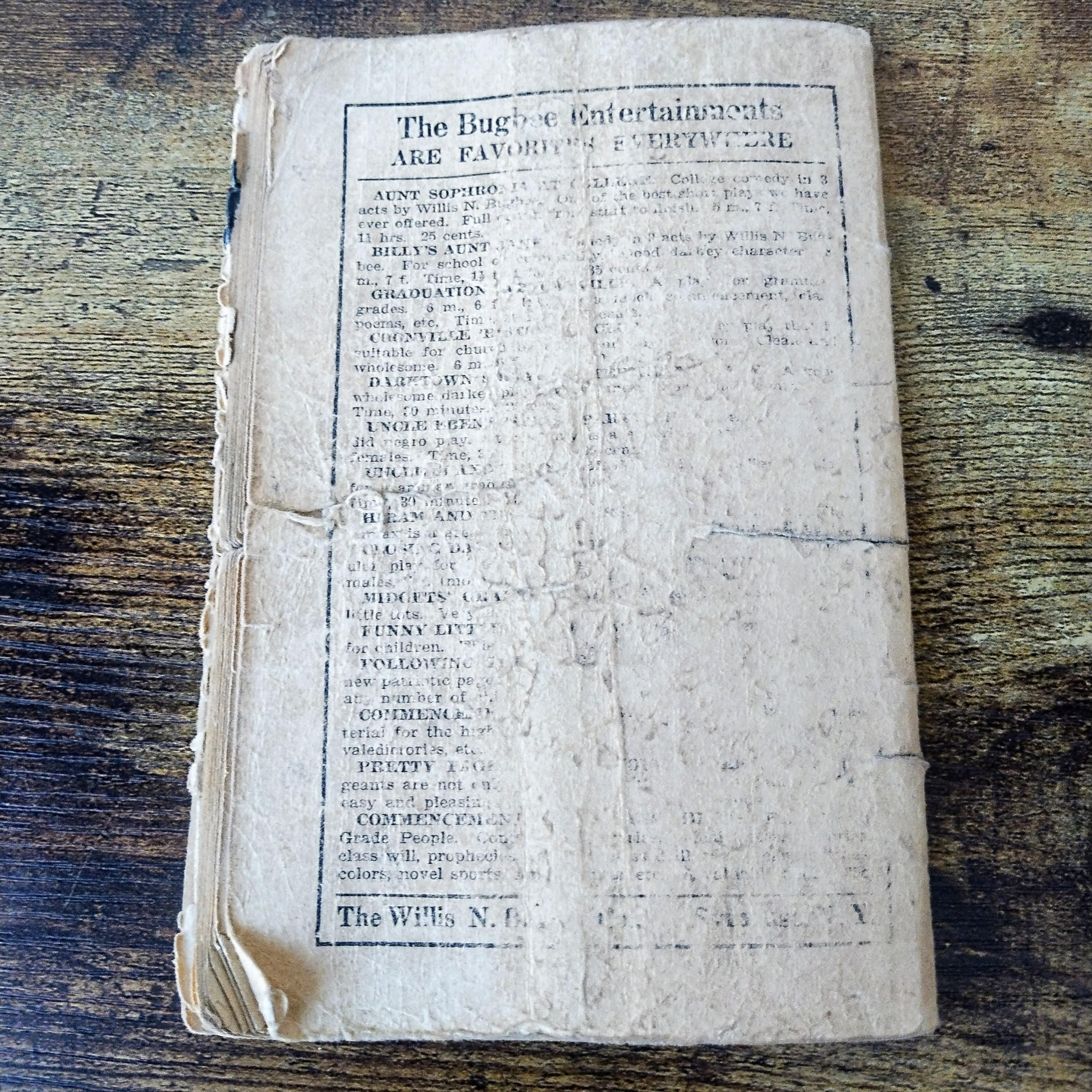 1920's Play - Willis N Bugbee- No Plays Exchanged - Antique Playbook ...