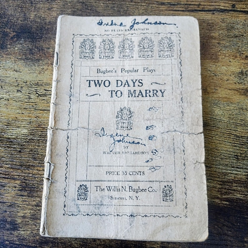 1920's Play - Willis N Bugbee- No Plays Exchanged - Antique Playbook ...
