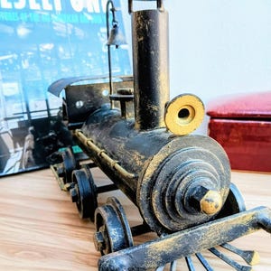Salvaged Metal Train Sculpture - Vintage Steampunk Work Desk Figures ...