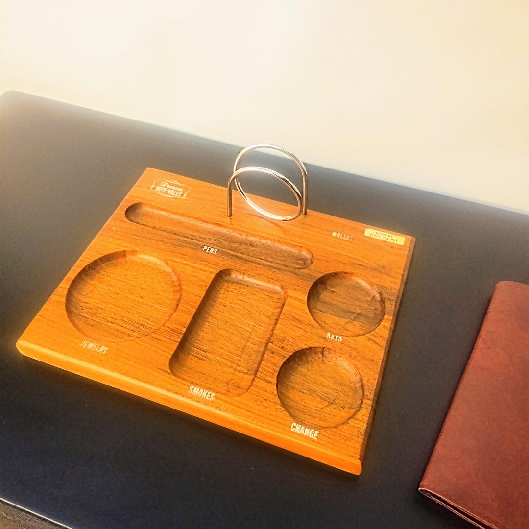 MCM Work Desk Valet Station - Black Walnut Nite Dresser - New Old Stock ...