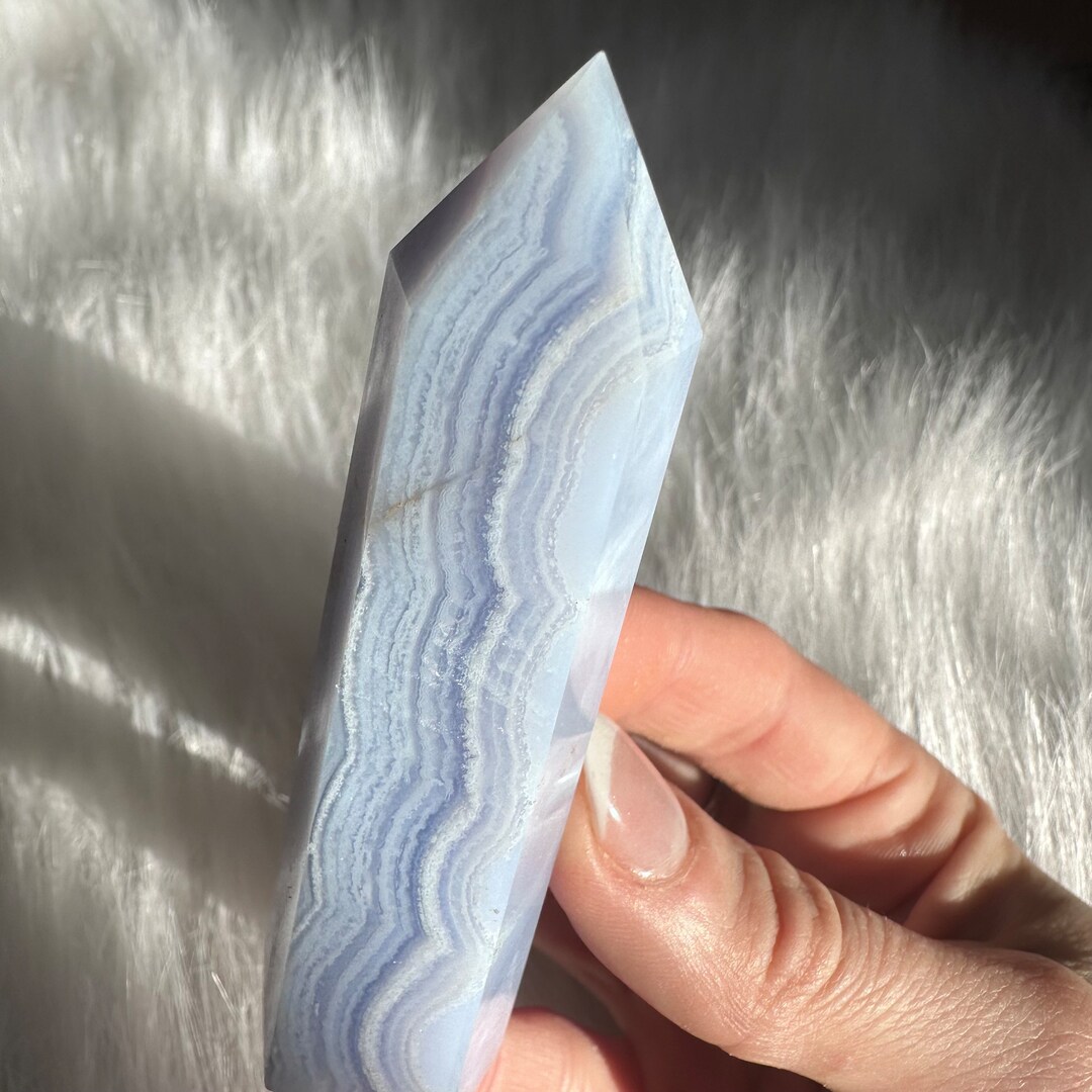 High Quality Banded Blue Lace Agate Crystal Tower With Orbs / Blue Lace ...