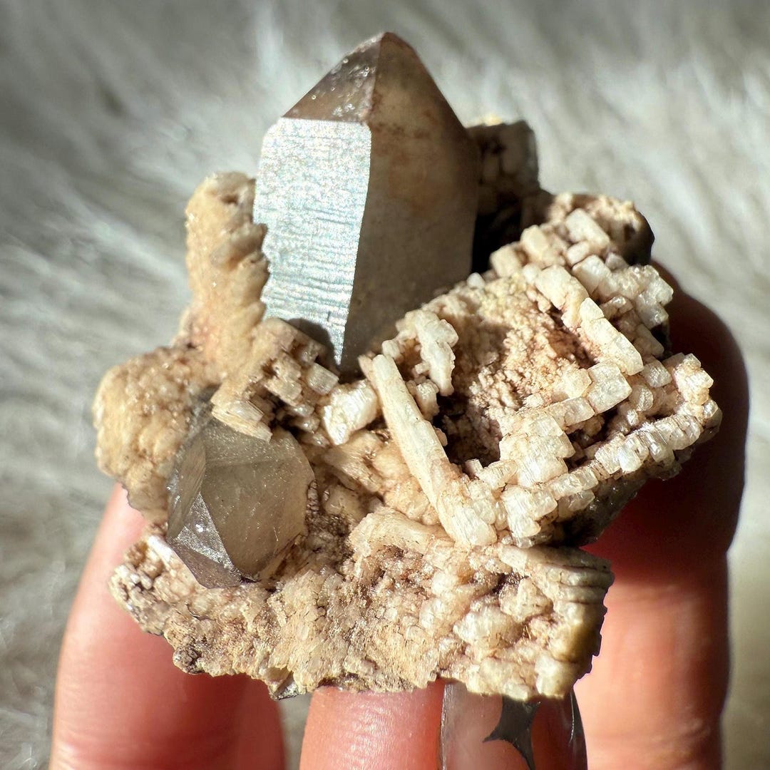 Flashy Smoky Quartz on Feldspar Specimen From Nigeria / Gemmy Nigerian ...
