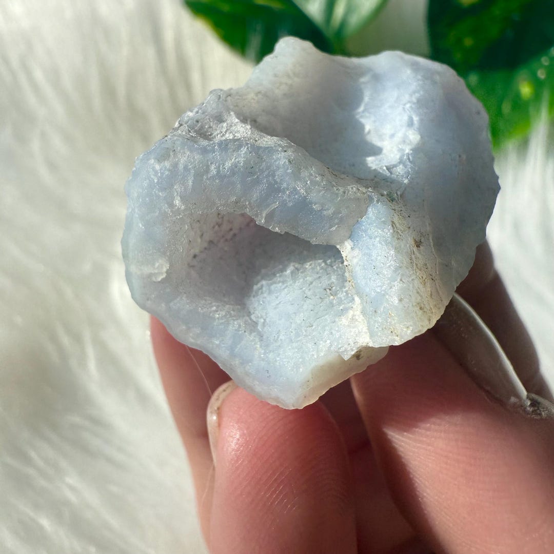 Raw Blue Chacledony Druzy Geode With Quartz / Mini Raw Druzy Blue Lace ...