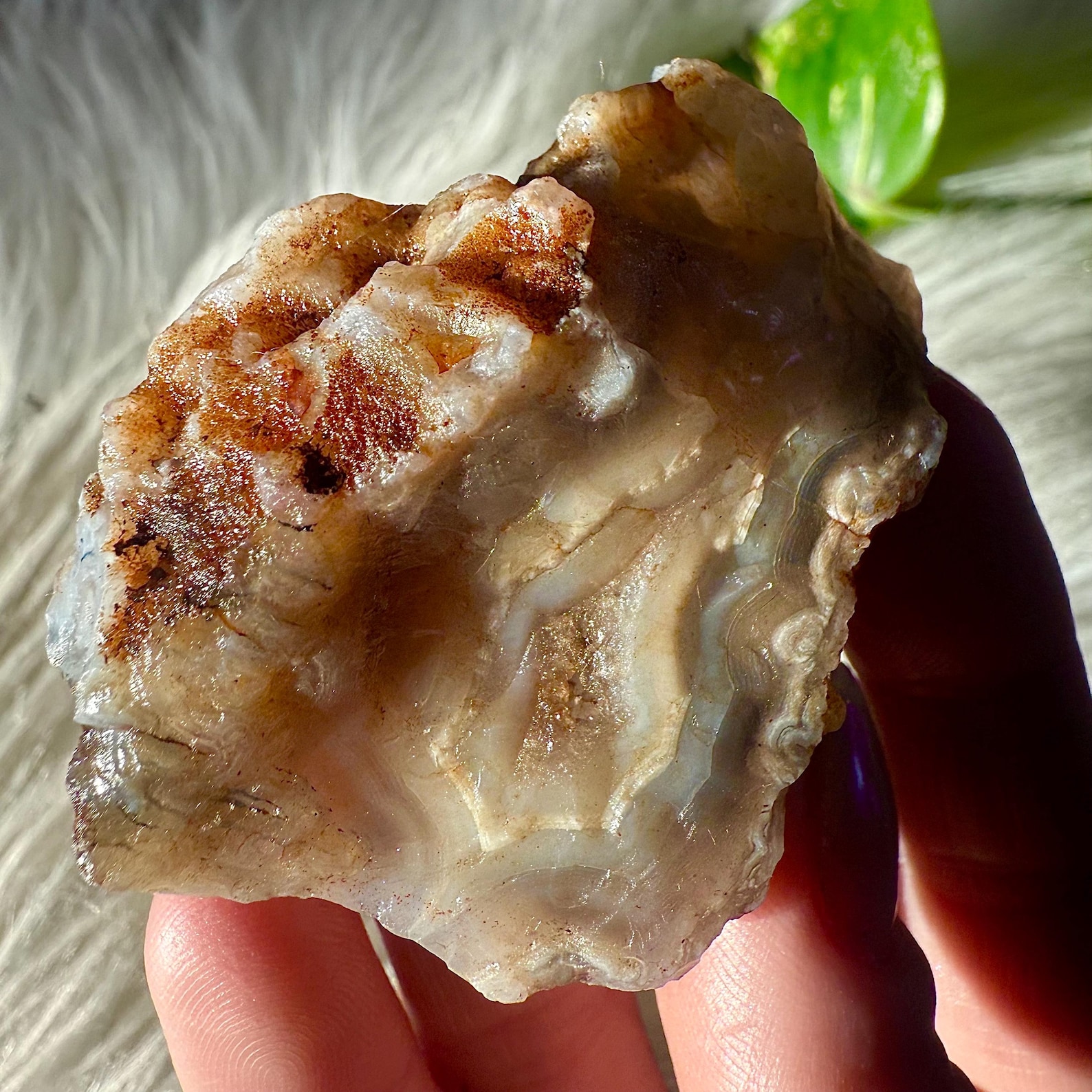 Ágata de veta marroquí semicruda con cuarzo druzy / Ágata de veta ...