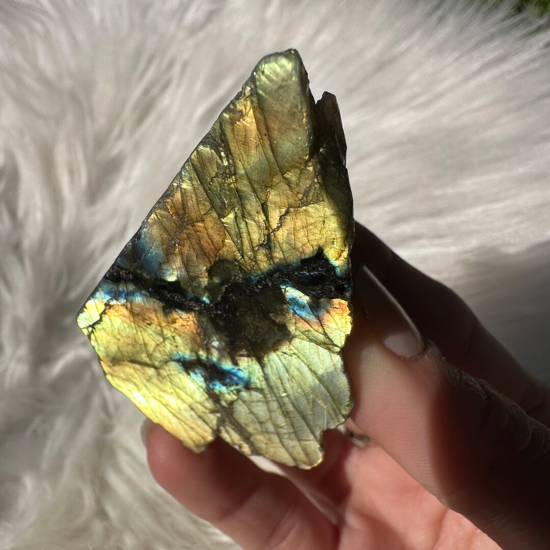 Full Flash Golden Labradorite Slab / Half Polished Labradorite - Etsy