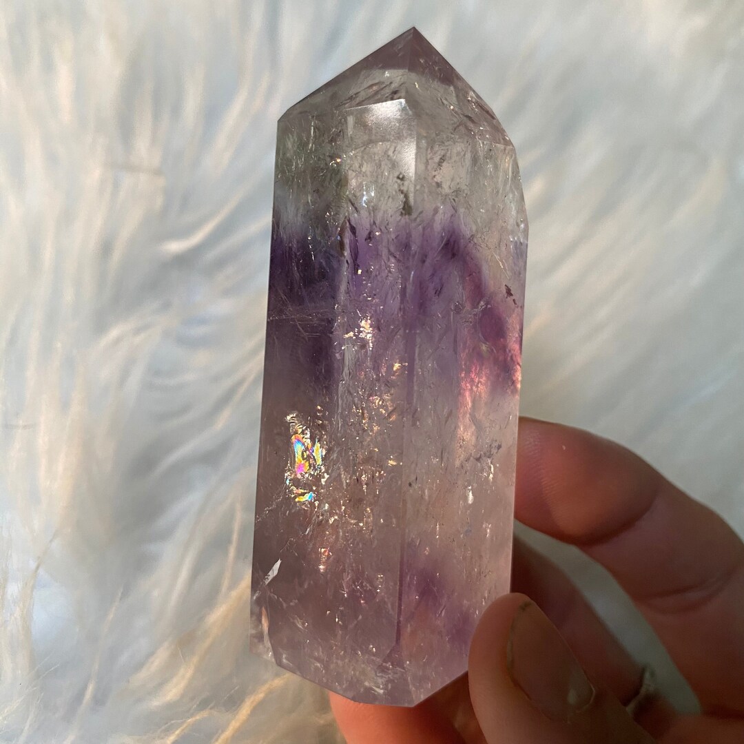 High Quality Gemmy Amethyst Tower With Large Rainbow / Amethyst Tower ...