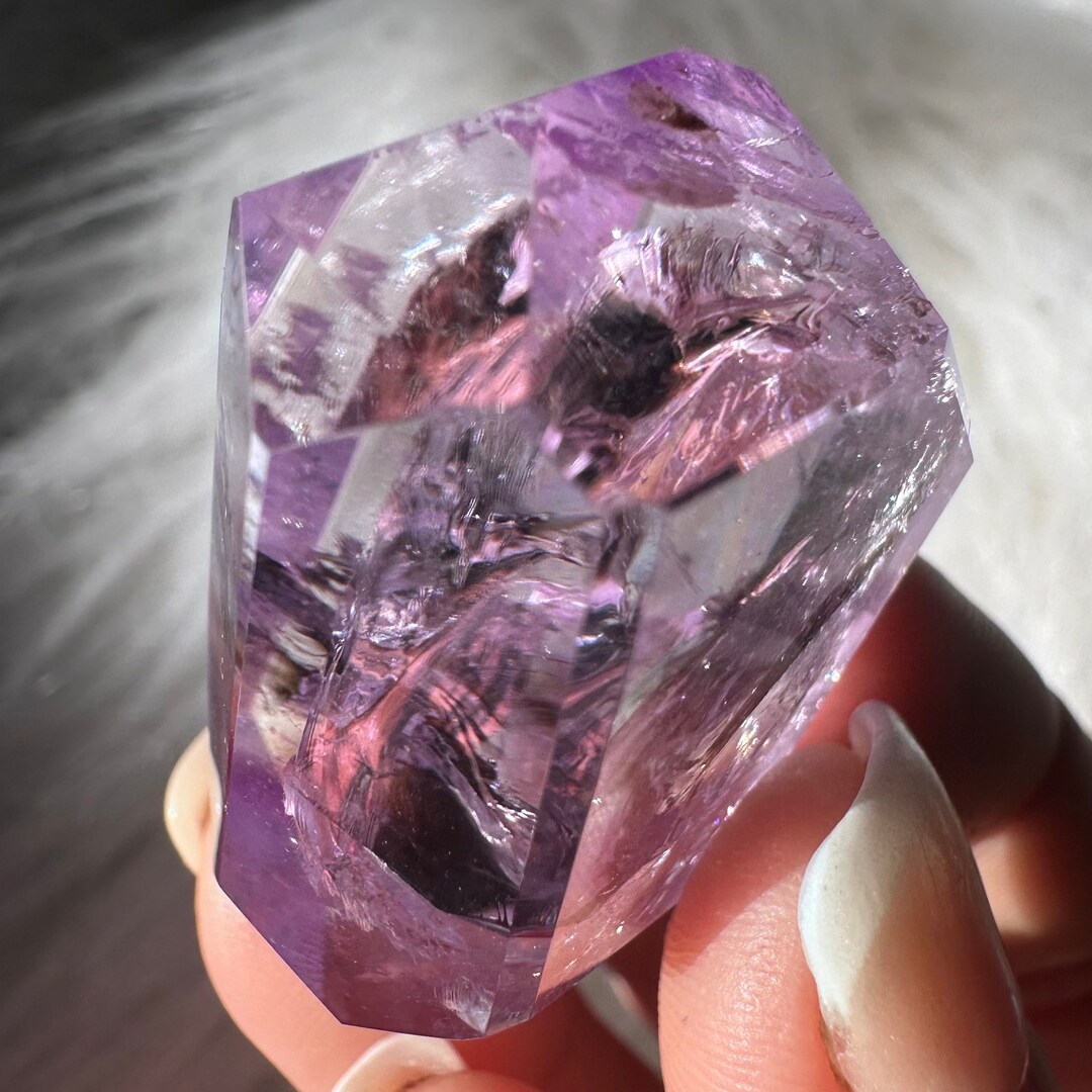 Gemmy Flashy Amethyst Crystal Gusher Freeform With Large Rainbows ...