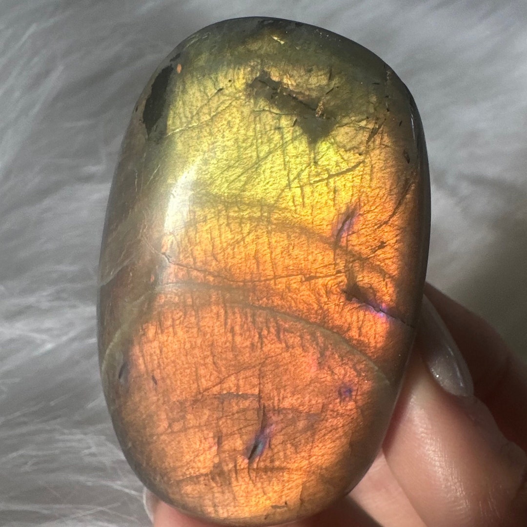 FULL FLASH Sunset Labradorite Palmstone With Neon Flash on Both Sides ...