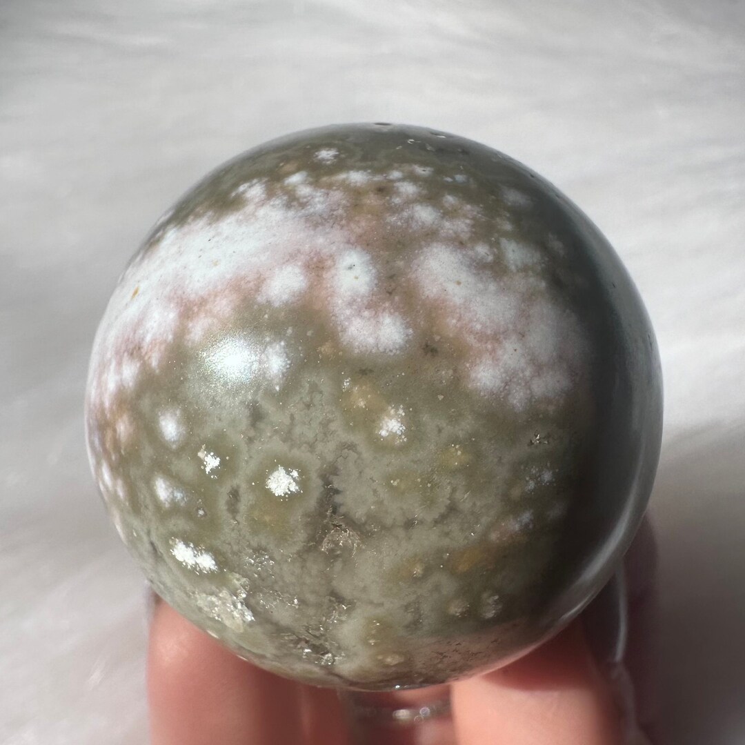 Pink Orb Ocean Jasper Sphere With Druzy / Orbicular Ocean Jasper Sphere ...