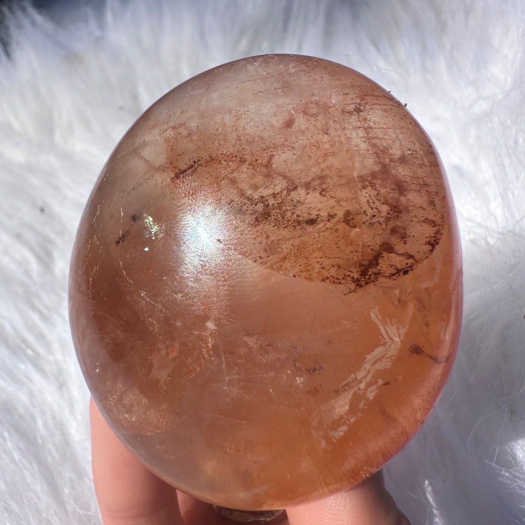 Large Flashy Dendritic Fire Quartz Palmstone With Mica & Rainbows ...