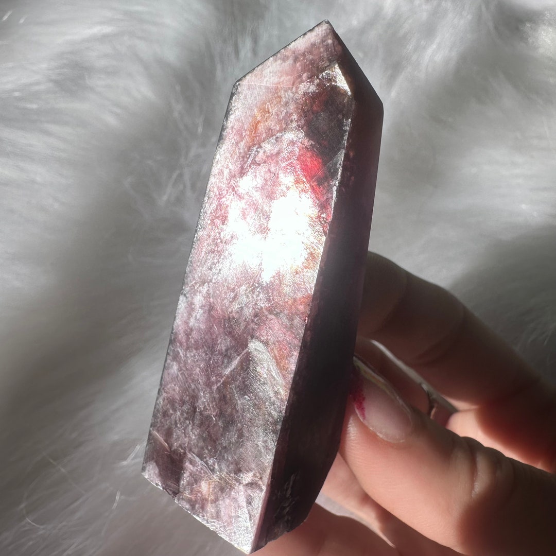 Flashy Mica Lepidolite Crystal Tower / High Flash Gem Lepidolite Tower , DISCOUNT Chip on Side ...