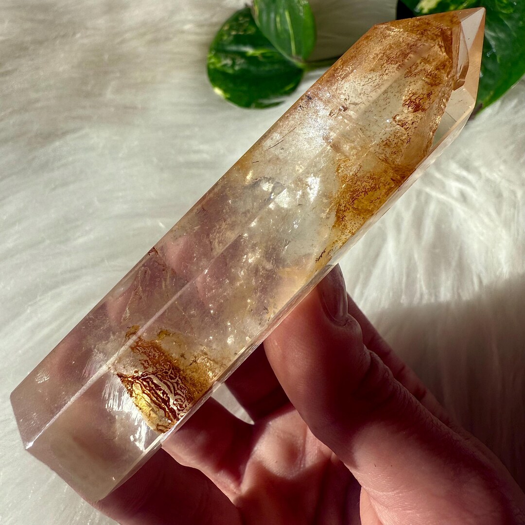 GEMMY Golden Healer Quartz Crystal Tower With Dendrites & Rainbows ...