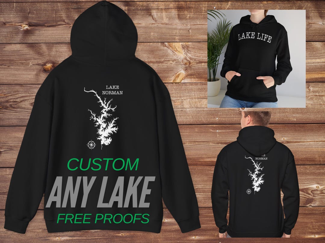 Lake Life Hoodie, Custom Lake Outline Sweatshirt, Lake House Apparel ...