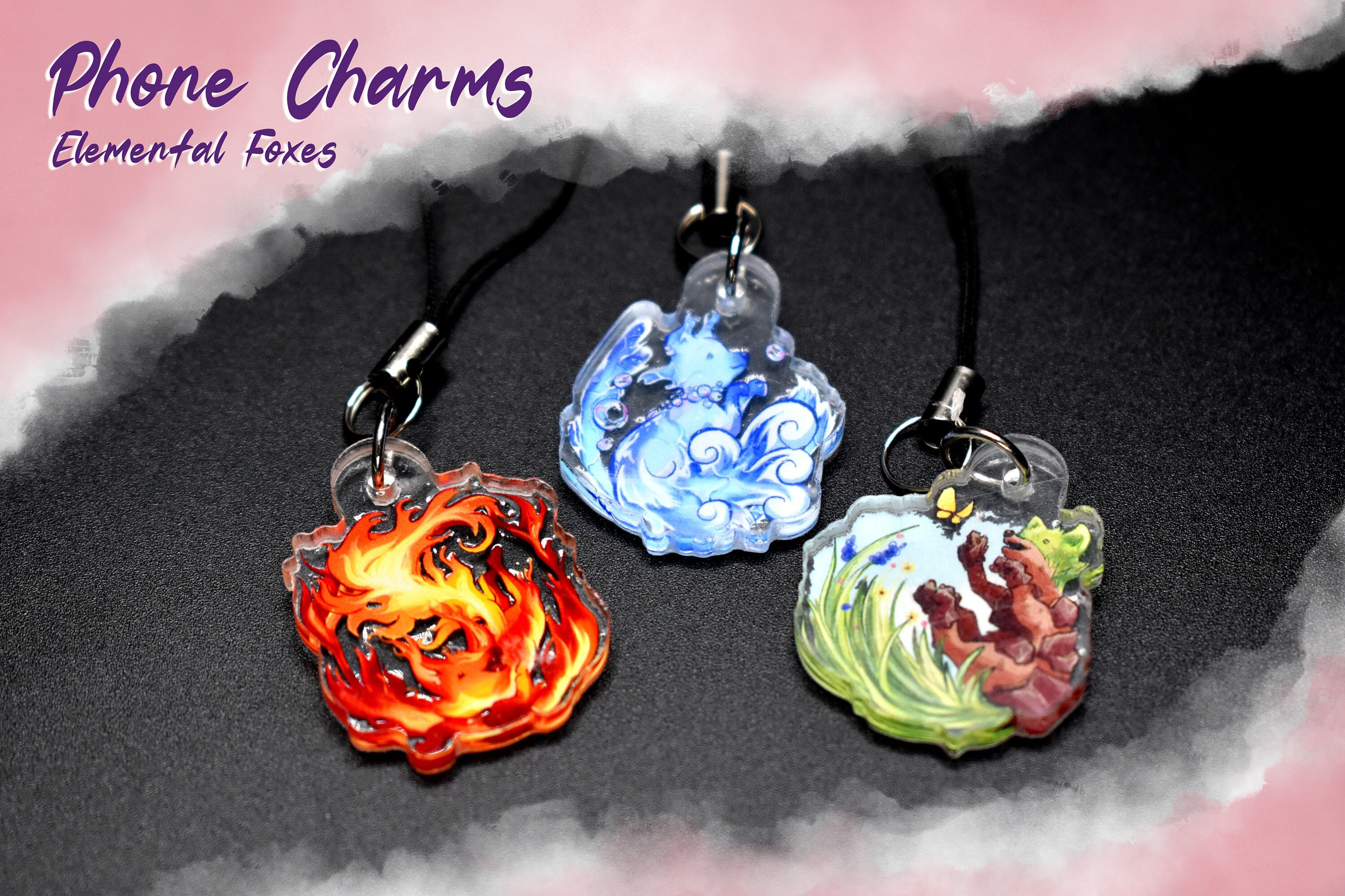 Elemental Fox Phone Charms - Etsy
