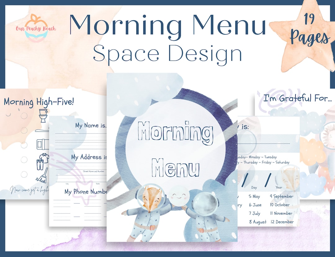 Morning Menu Printables - Space Design - Circle Time - Morning Ritual ...