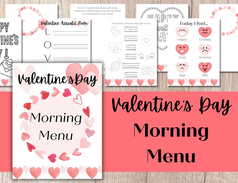 Valentine Morning Menu for Homeschool, Valentine's Day Printables ...